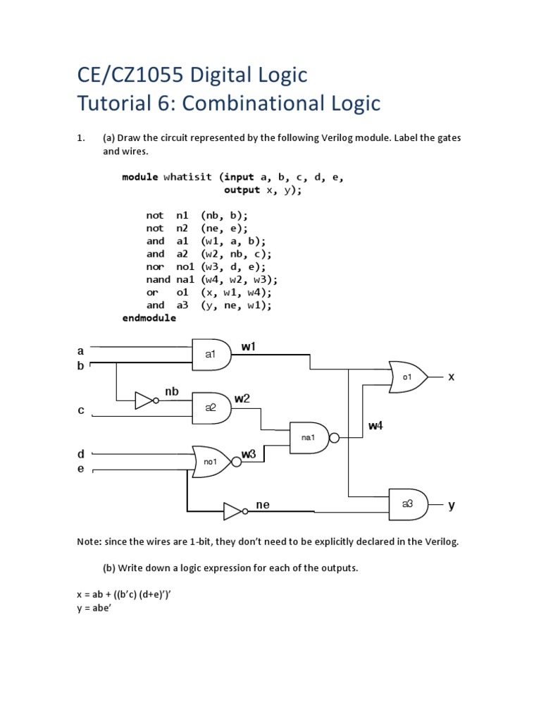 Digital Logic Tutorial 6: Combinational Logic Circuit Design in Verilog | PDF | Electrical ...