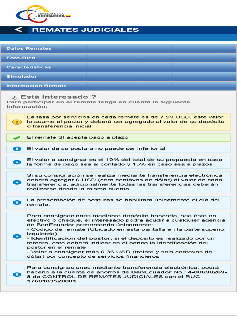 Información Del Remate - Remates Judiciales en Línea | PDF