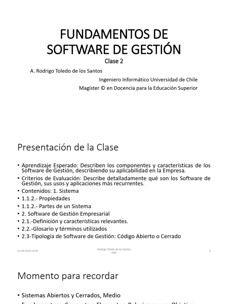 Clase 2 Diurno Fundamentos de Software de Gestión | PDF | Inteligencia de negocios | Toma de ...