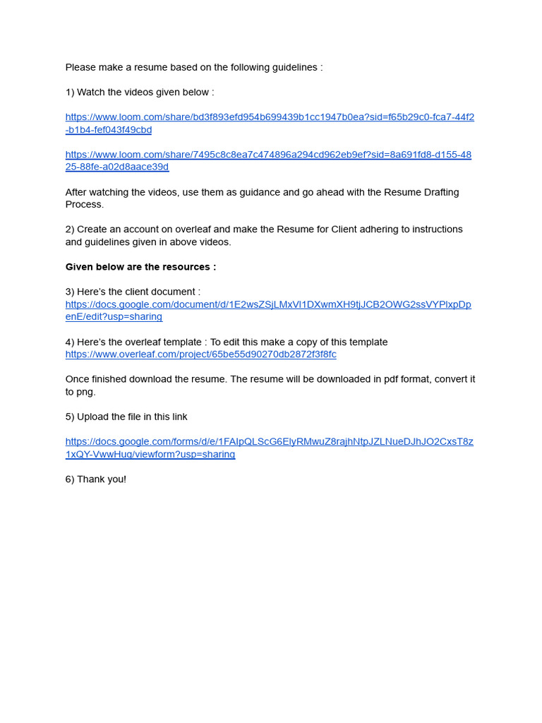 Internshala Assignment Resume Guideline | PDF