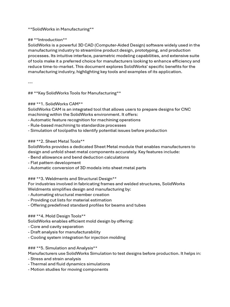 SolidWorks Tools for Manufacturing | PDF | Simulation | Computer Aided ...
