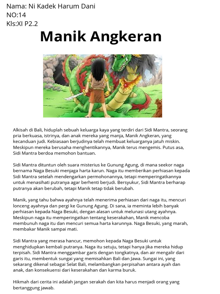 Legenda Manik Angkeran | PDF