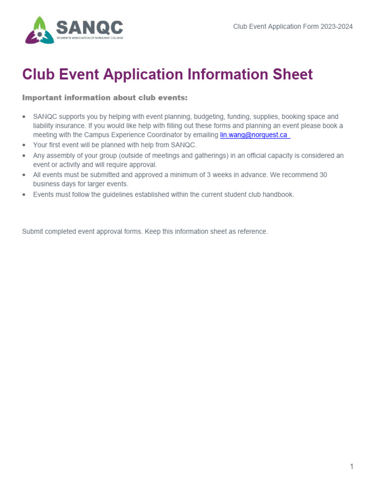 Club Event Application Guide 2023-2024 | PDF | Emergency | Fundraising