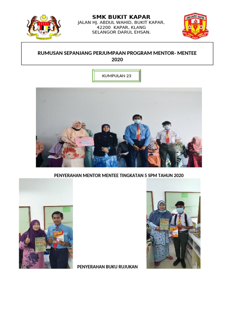LAPORAN SEPANJANG PROGRAM MENTOR MENTEE. | PDF