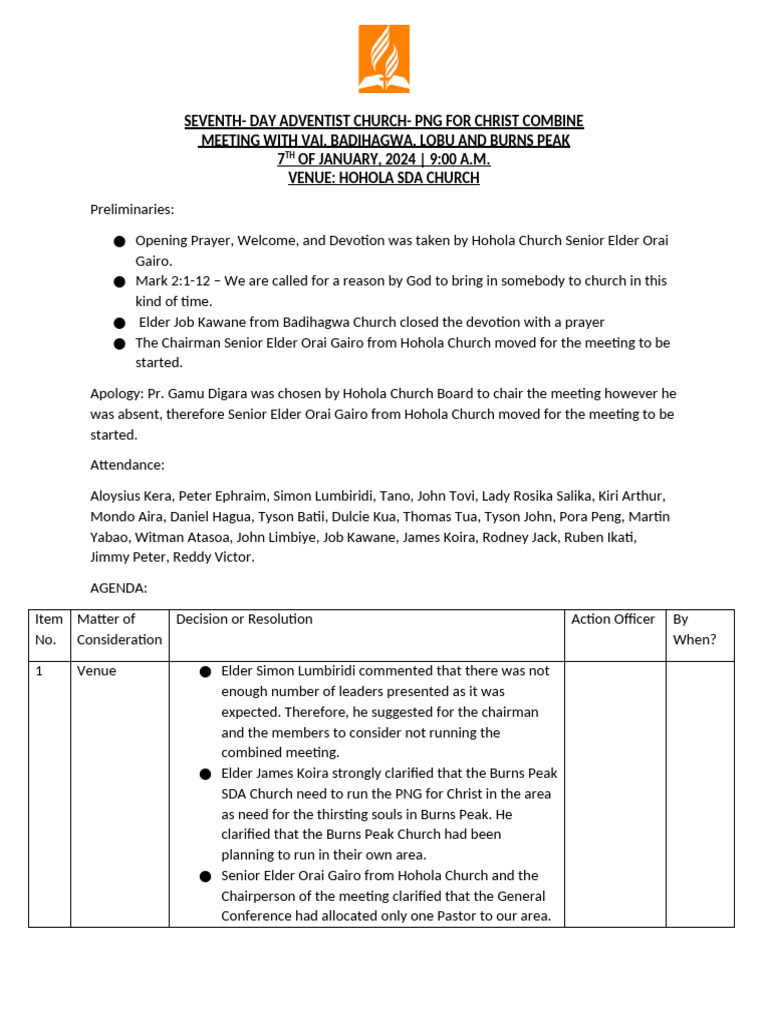 PNG for Christ 2024 Meeting Summary | PDF | Protestant Denominational ...