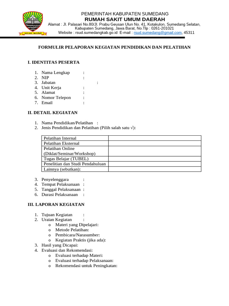 Format Pelaporan Kegiatan | PDF