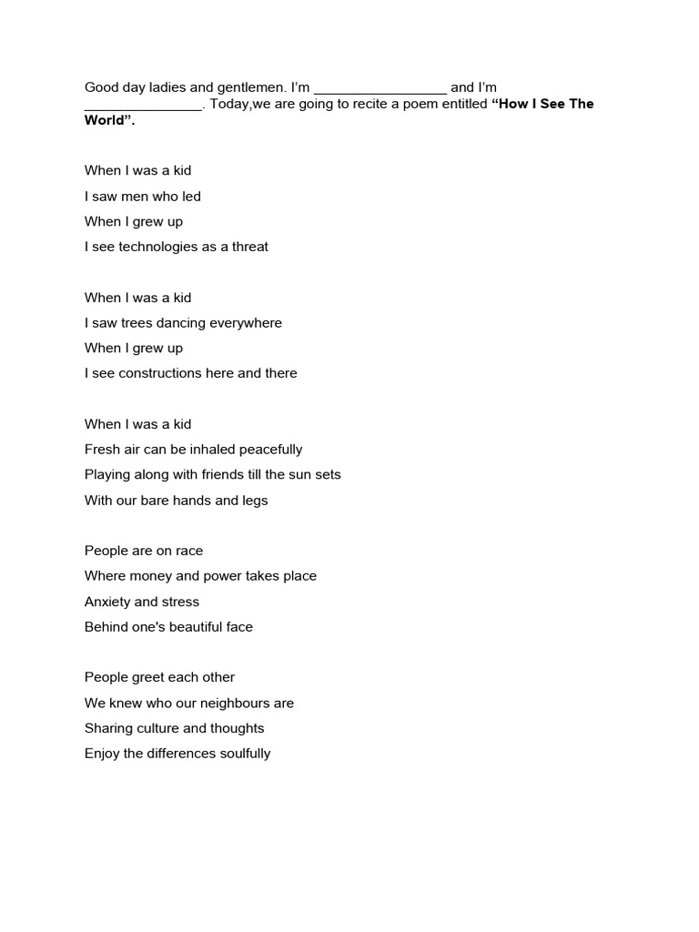 How I See The World | PDF