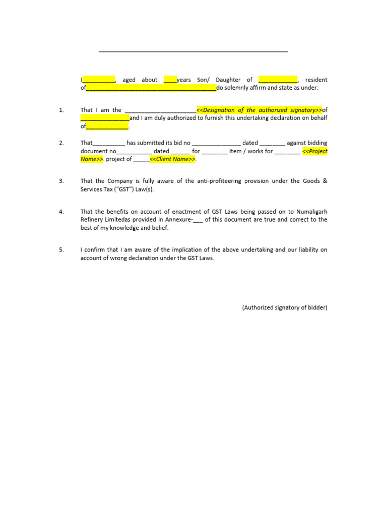 Undertaking Format 2 | PDF
