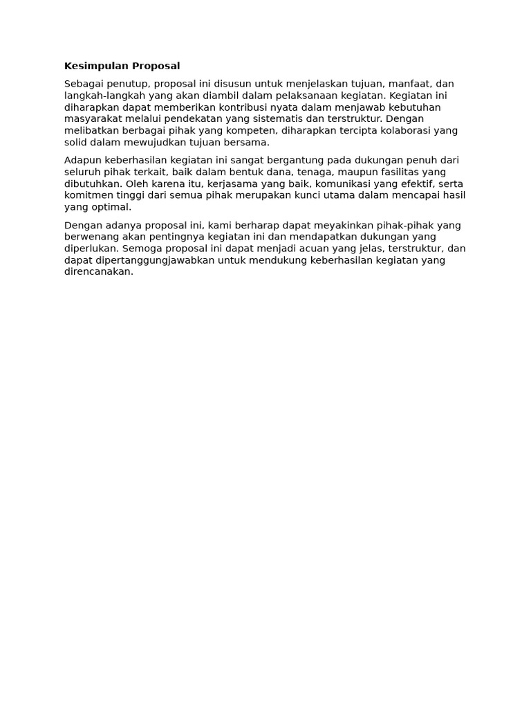 Contoh Kesimpulan Proposal Kegitan | PDF