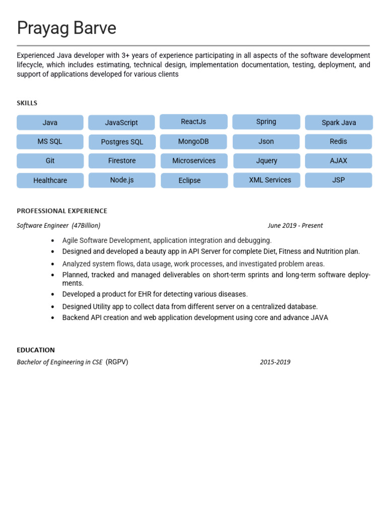 Prayag Barve Resume | PDF
