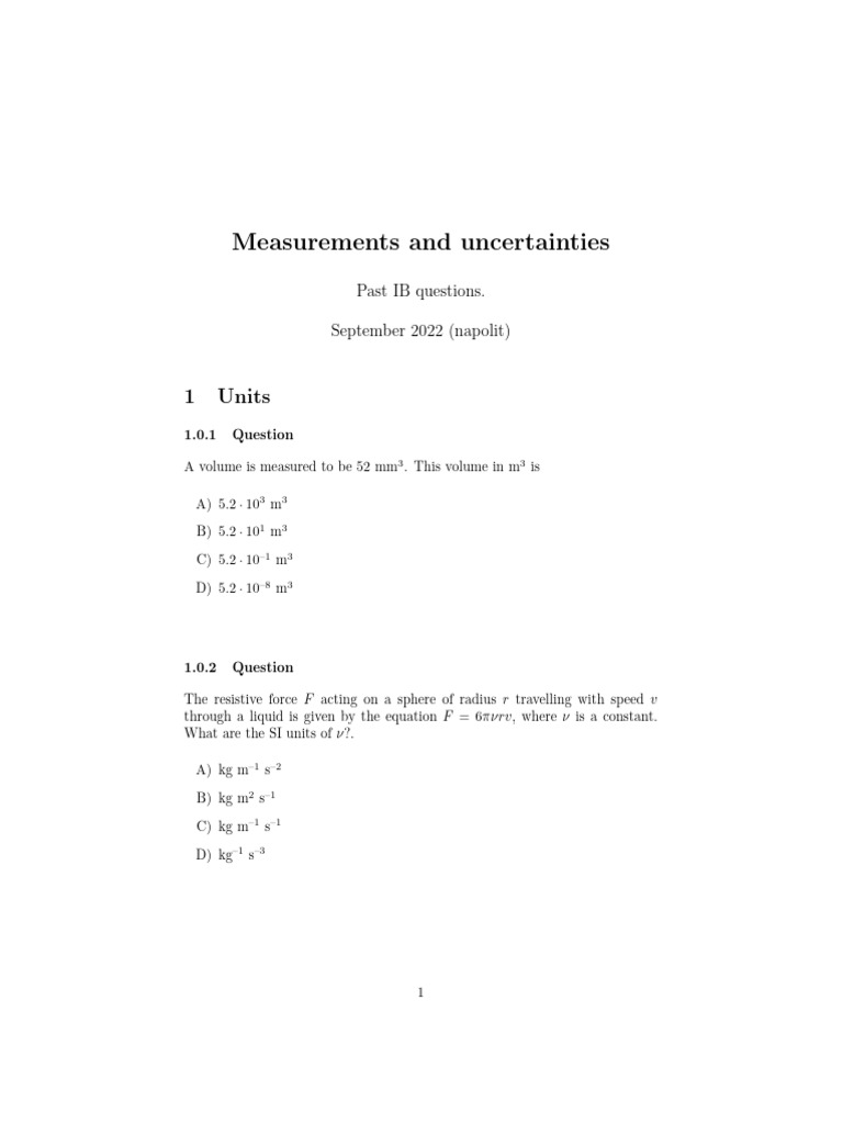Past IB Questions | PDF | Acceleration | Velocity