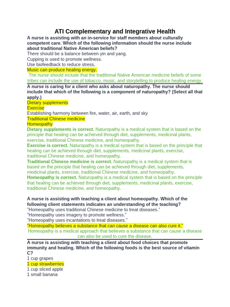 Complementary & Integrative Health Ati | PDF | Massage | Alternative ...