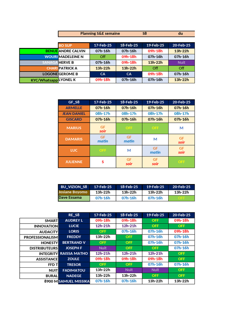 Plannings LMT S08 2025 | PDF