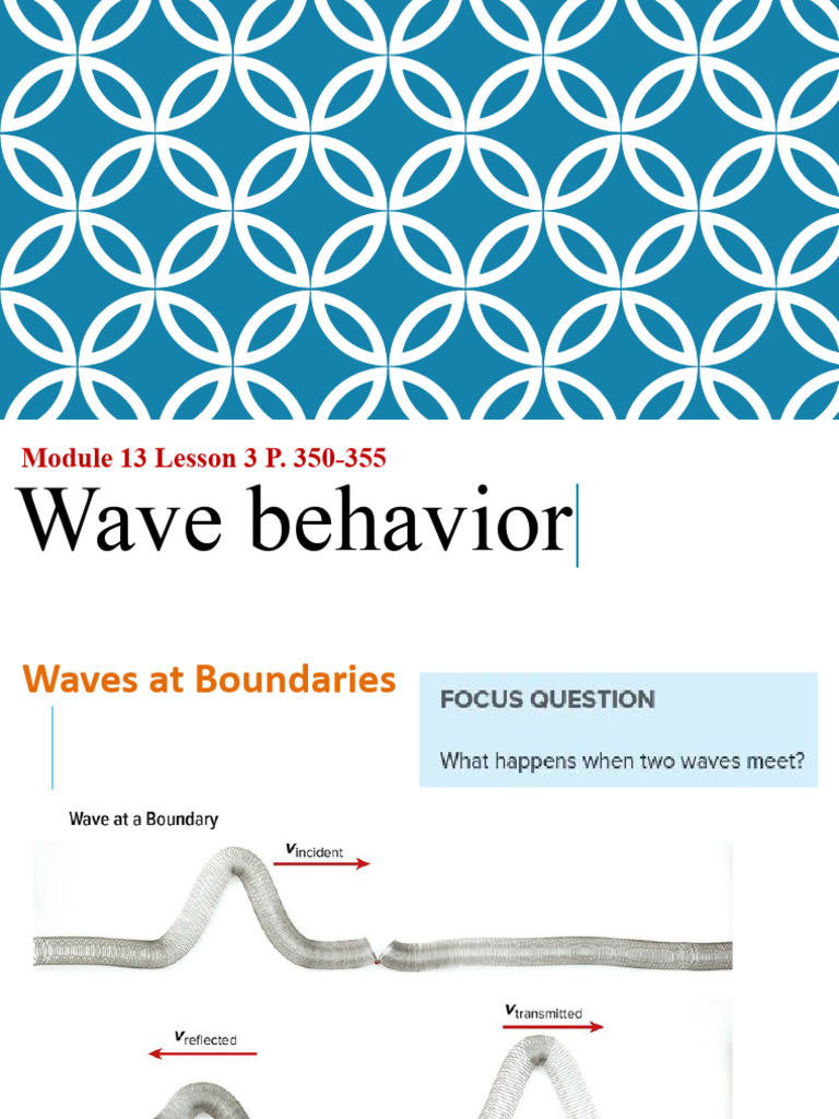 G9 M 13 Lesson 3 - Wave Behavior | PDF | Waves | Reflection (Physics)