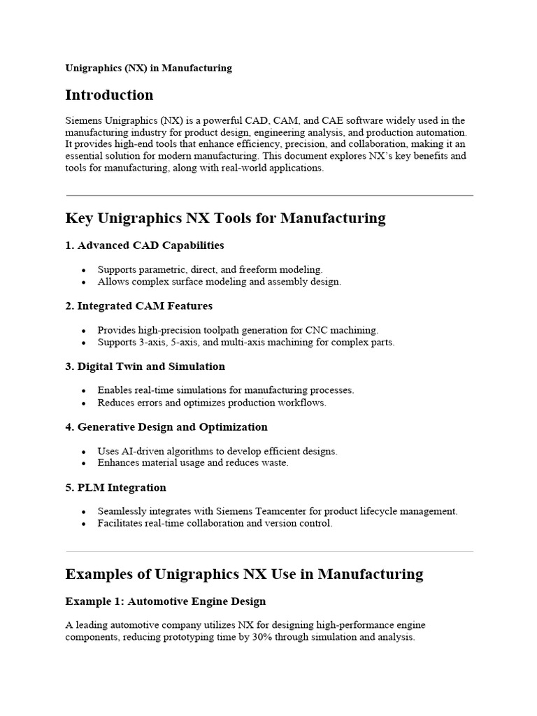Unigraphics NX in Modern Manufacturing | PDF