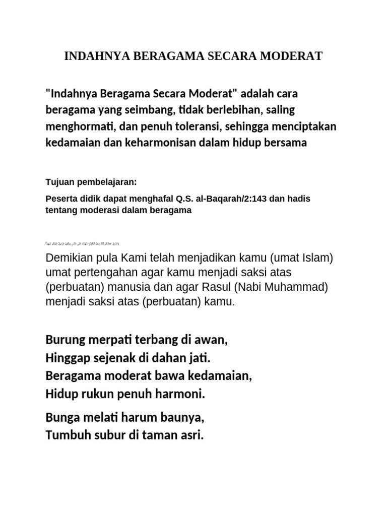Indahnya Beragama Secara Moderat | PDF