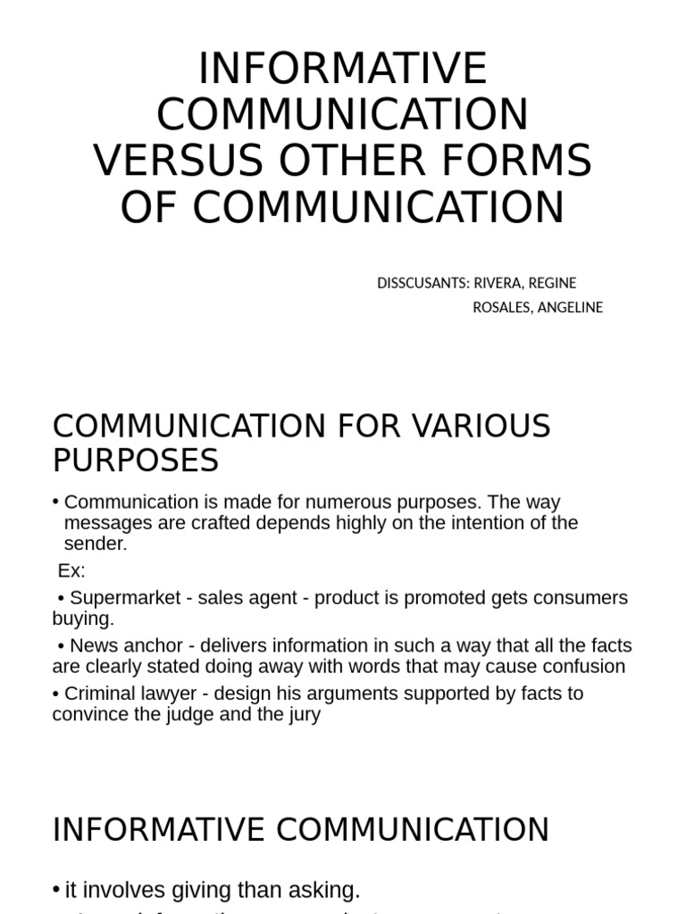 Informative Communication Versus Other Forms of Communication | PDF ...