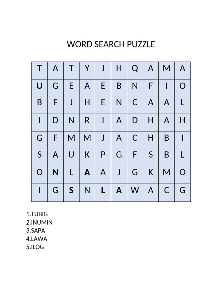 Word Search Puzzle with Water Terms | PDF