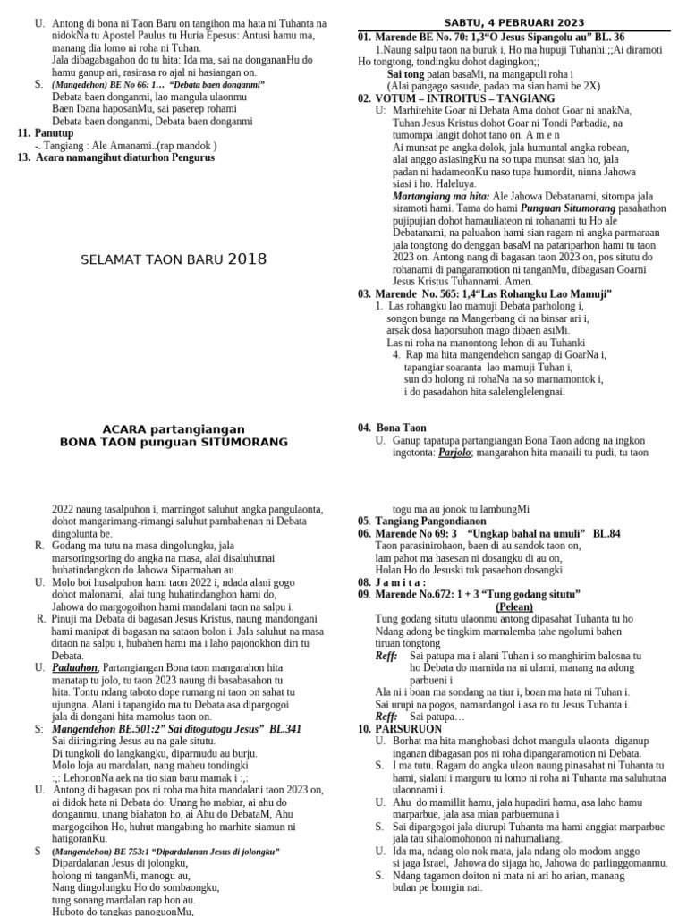 ACARA Partangiangan Bonataon | PDF