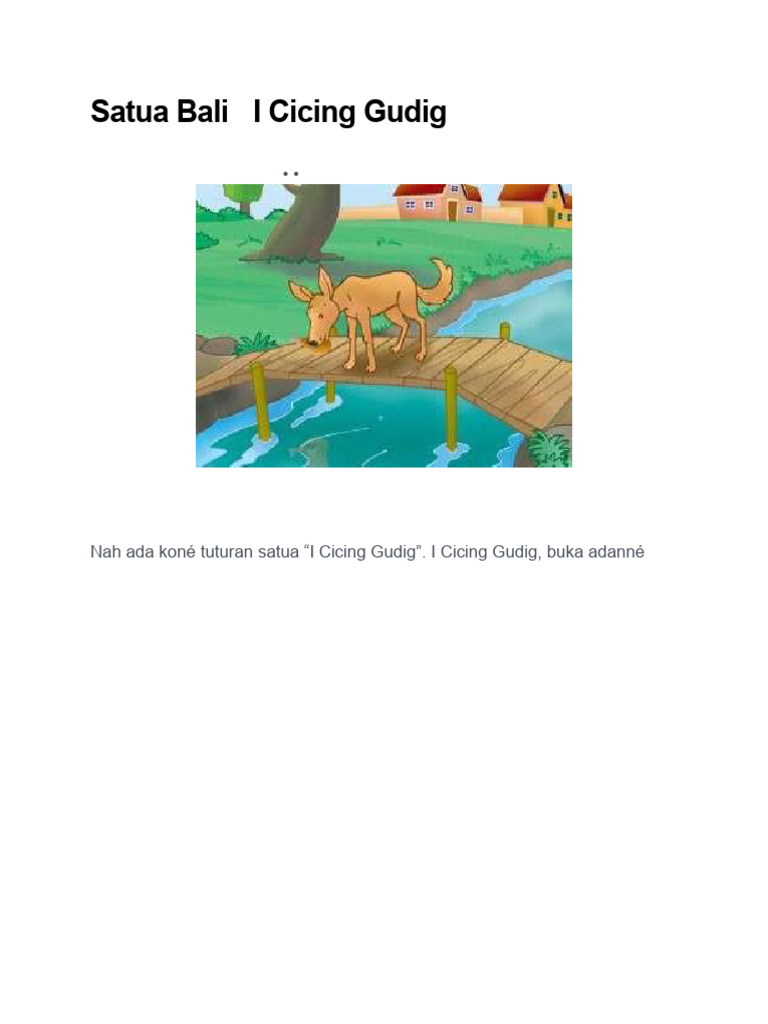 Satua Bali I Cicing Gudig | PDF