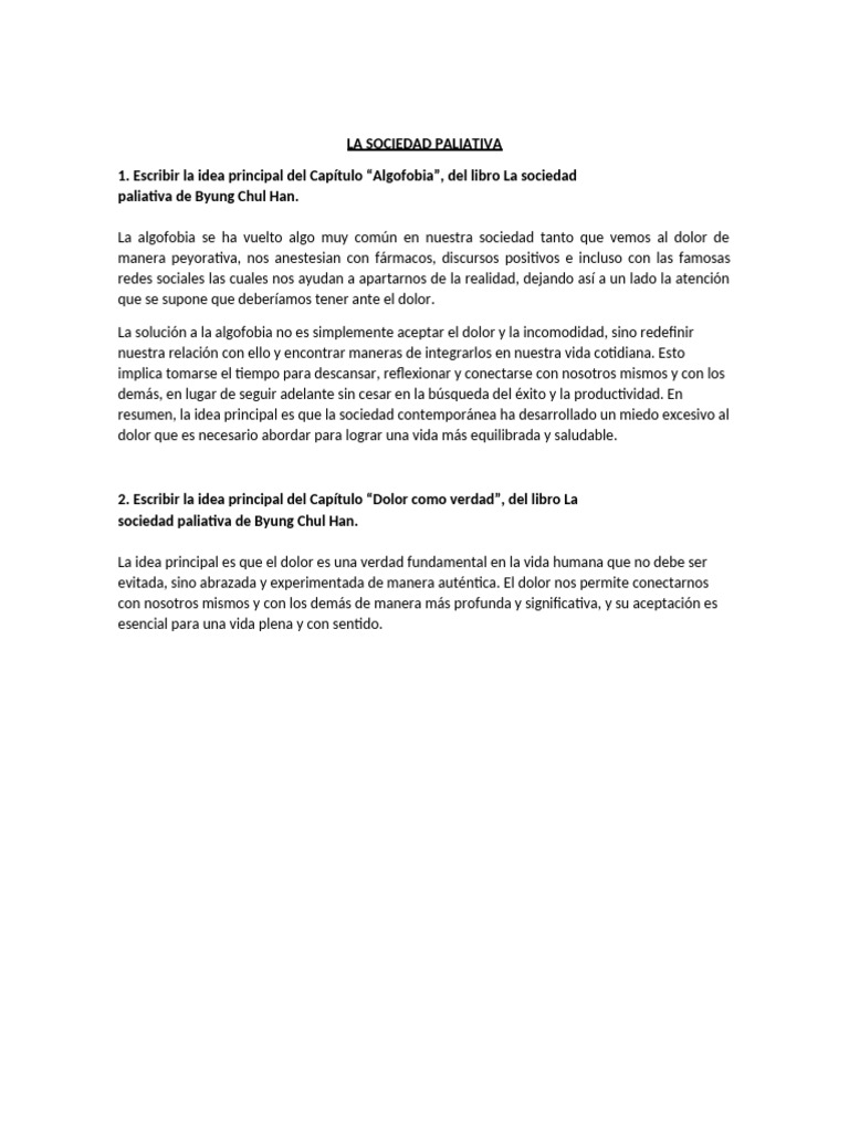 Algofobia y el Dolor en la Sociedad Paliativa | PDF