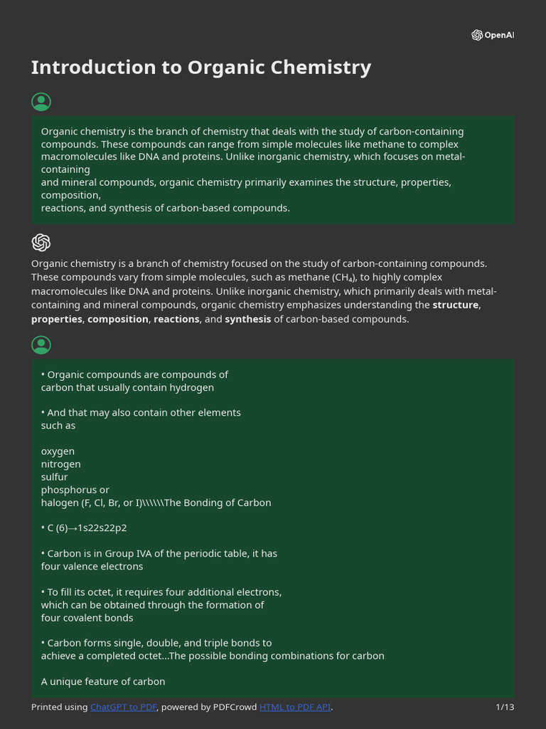 Introduction To Organic Chemistry | PDF | Hydrocarbons | Nitrate