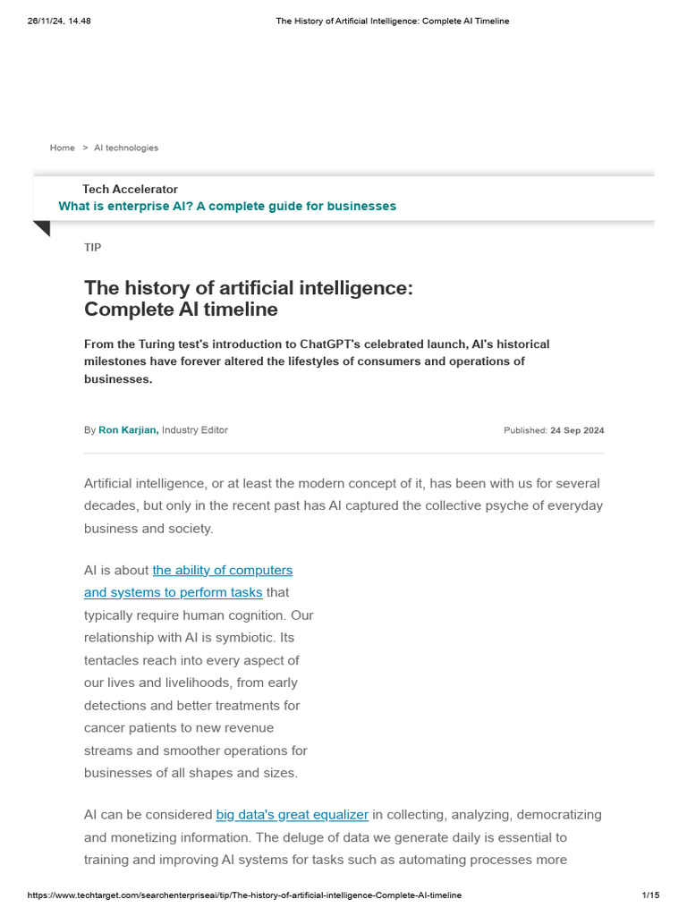 AI Development Timeline: 1950-2024 | PDF | Artificial Intelligence ...