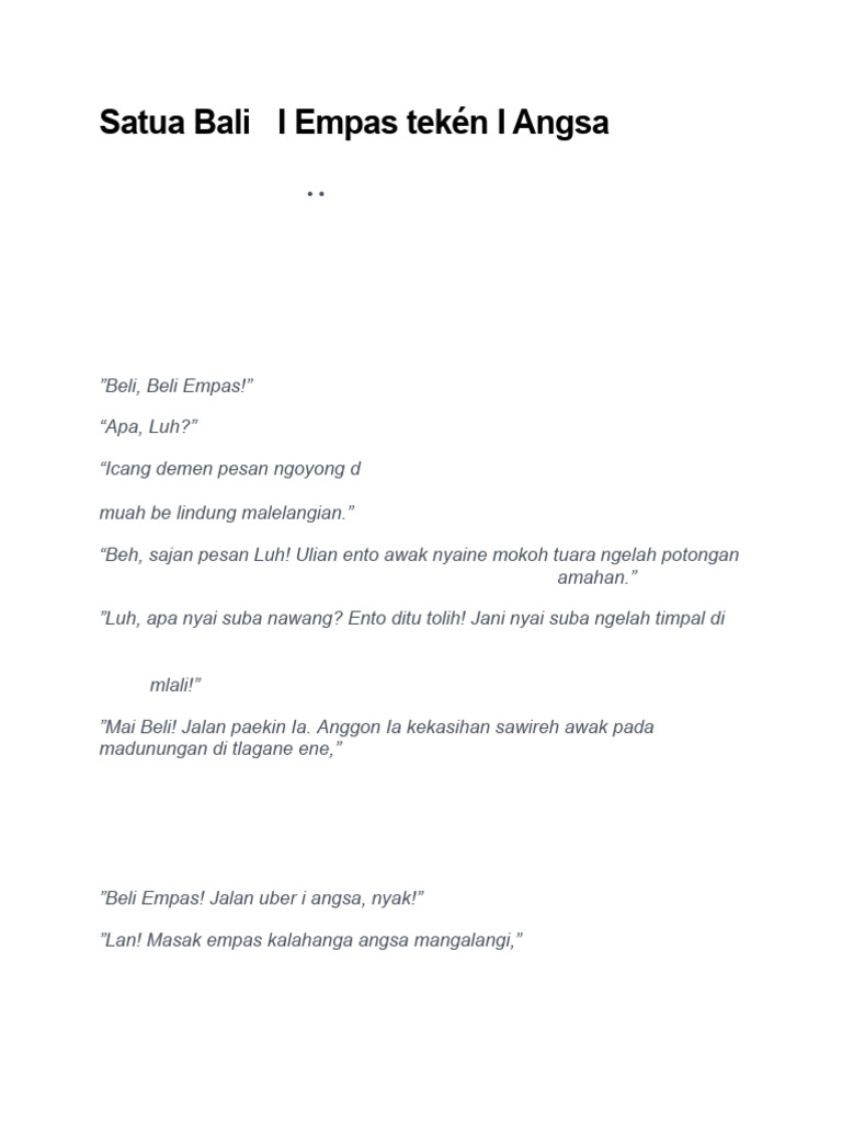 Satua Bali I Empas Teken I Kakua | PDF