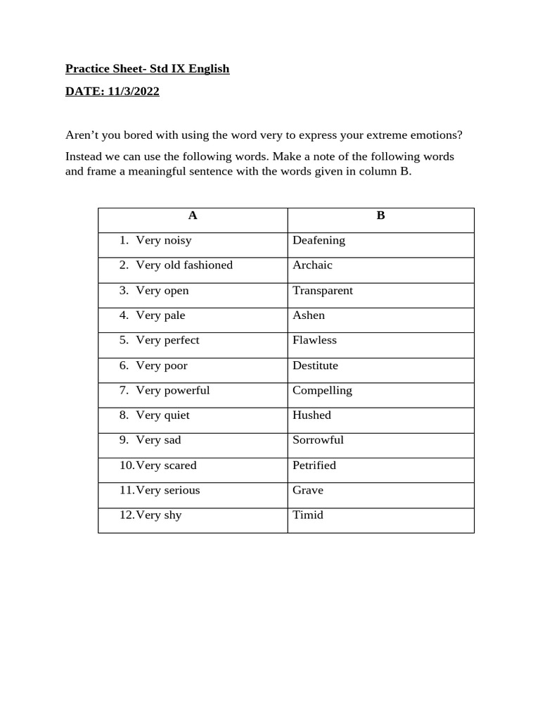 English WS - 11th March 2022 | PDF
