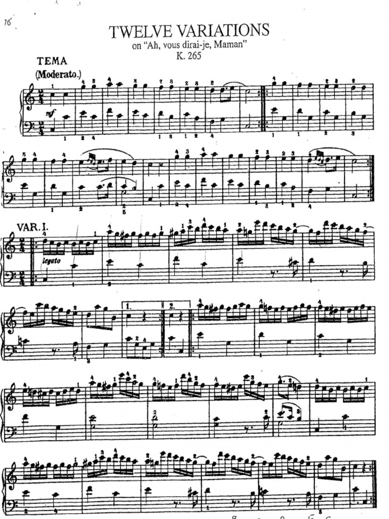Mozart 12 Variations | PDF