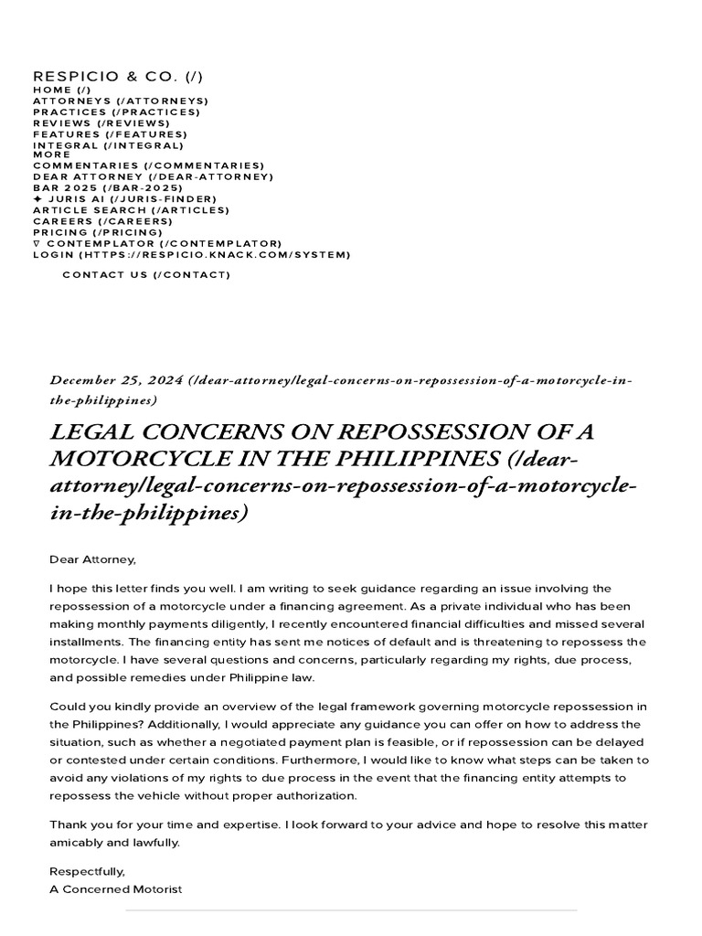 Legal Guide to Motorcycle Repossession | PDF | Foreclosure | Repossession