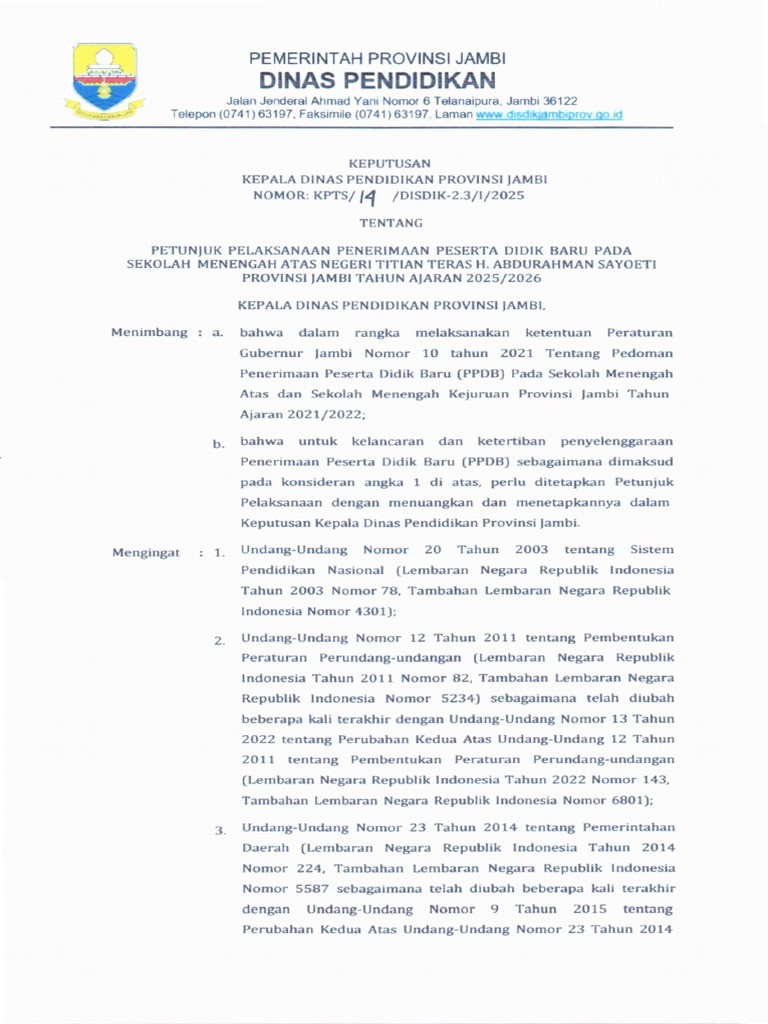 Juklak Ppdb Tt Has 2025_ttd_scan-Stempel | PDF