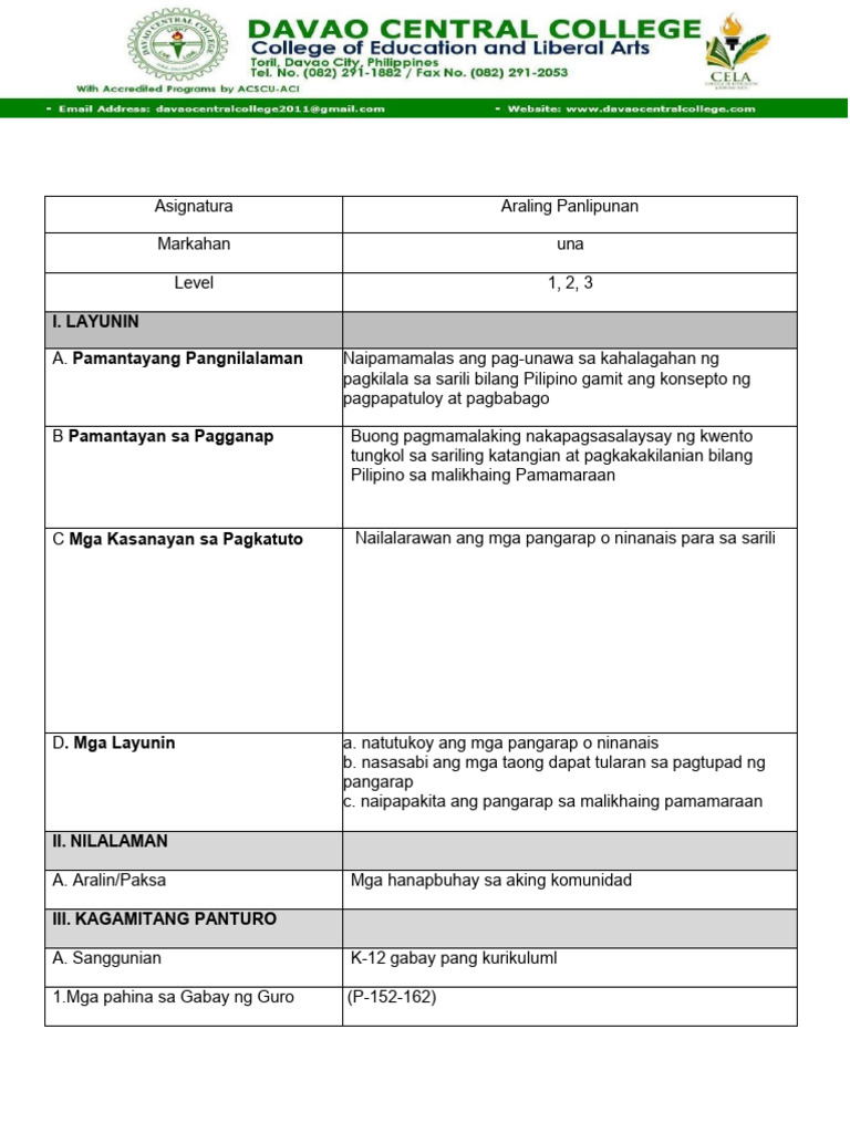 LP - Semi Detailed Blank Final Tagalog | PDF