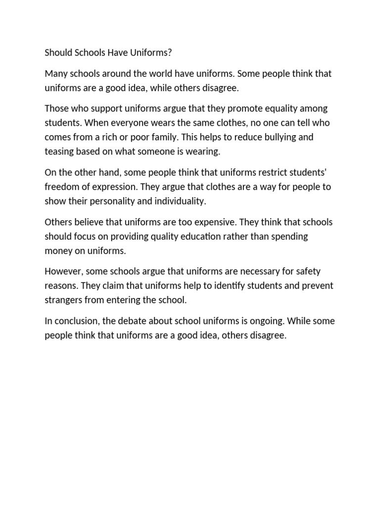 Should Schools Have Uniforms | PDF | Argument | Cognition