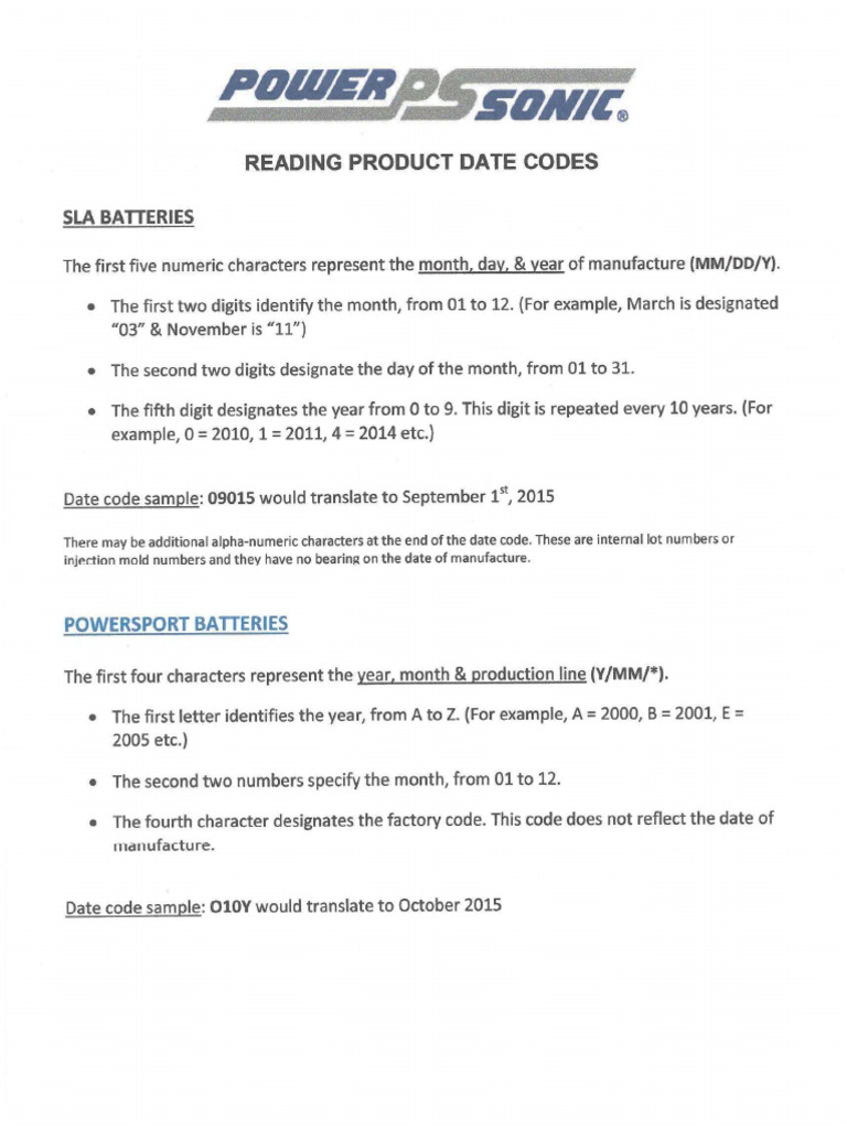 BATTERY DATE CODES 2022_FINAL | PDF