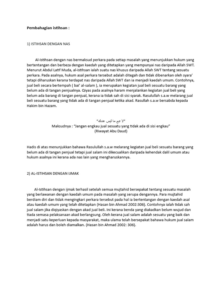 Pembahagian Istihsan | PDF
