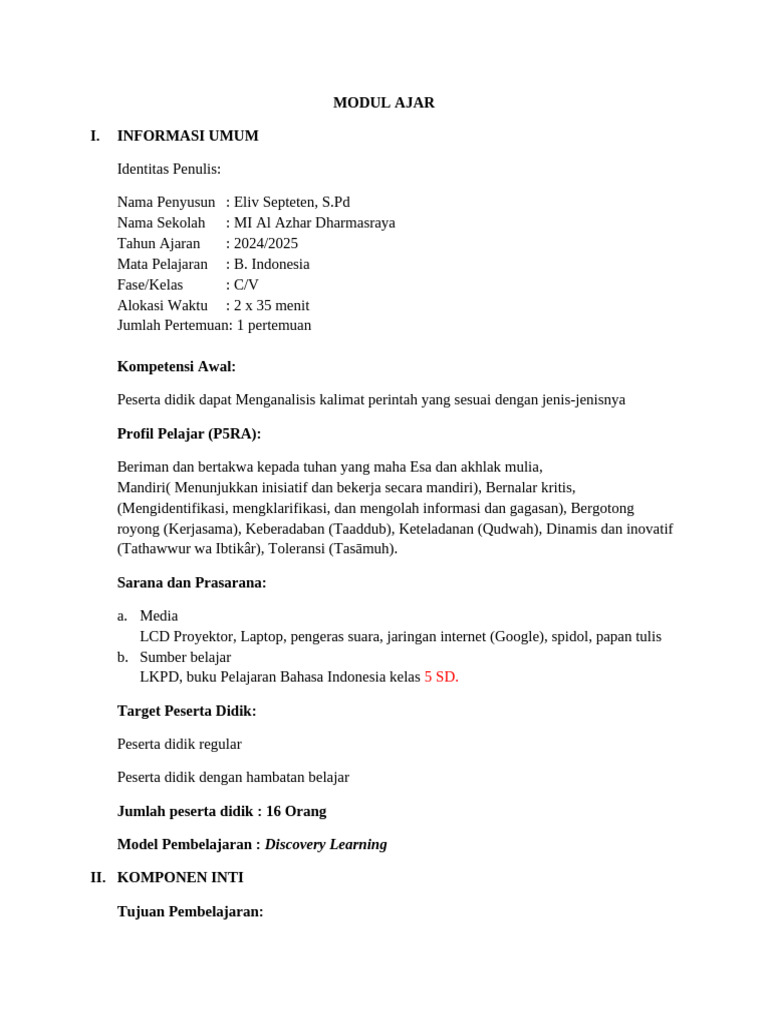 Format MODUL AJAR | PDF