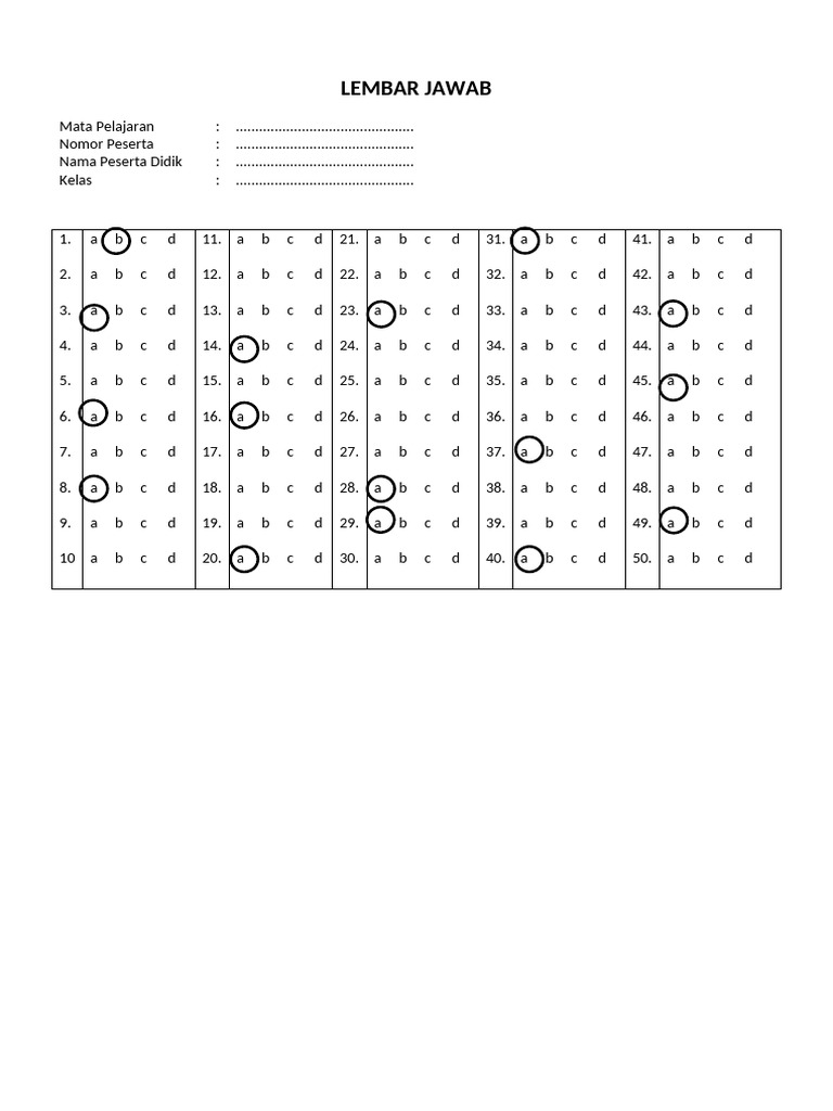 LEMBAR JAWAB | PDF