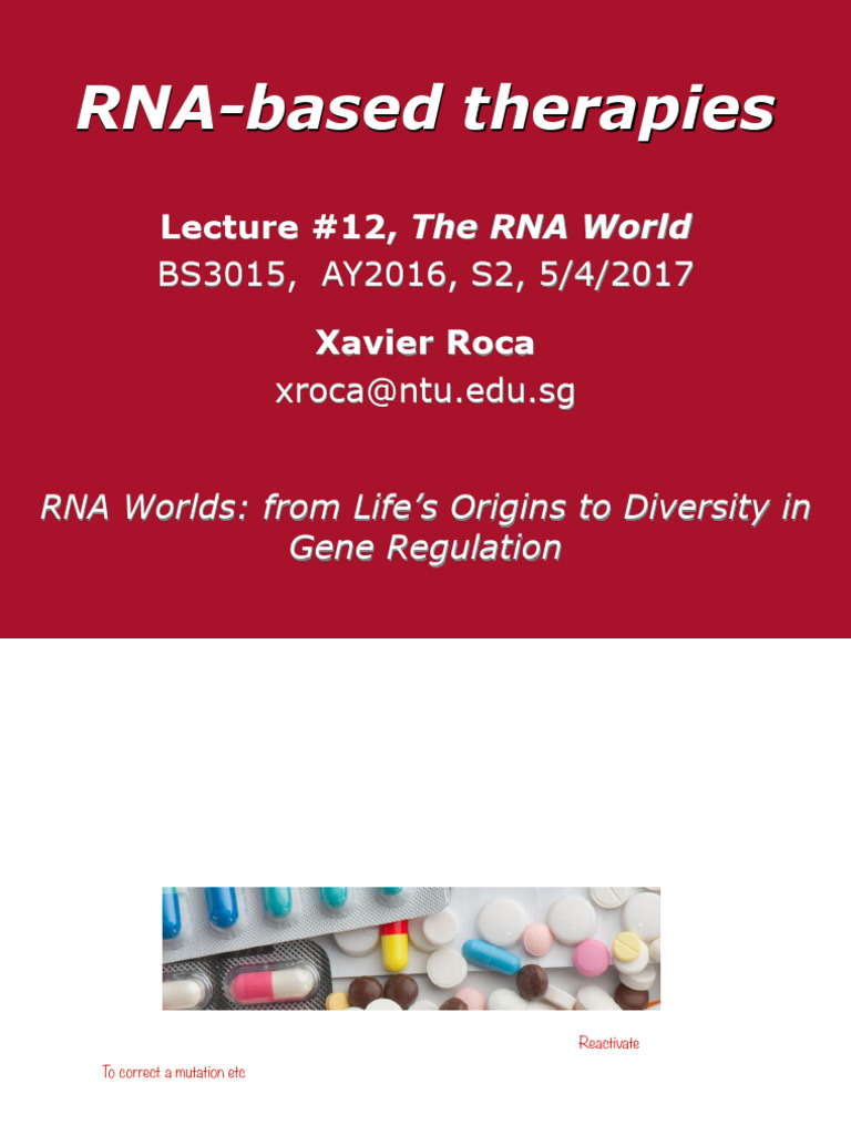 The RNA World 12th Lect RNA Therapies AY16 2017 | PDF | Oligonucleotide ...