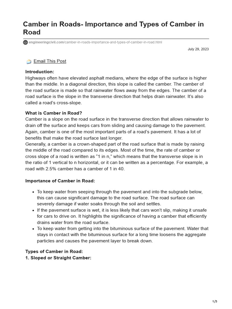 Understanding Camber in Road Design | PDF | Road Surface | Road
