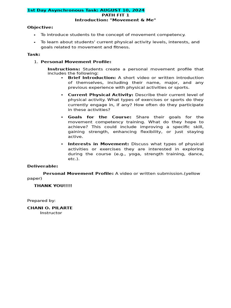 Movement Profile for Students | PDF