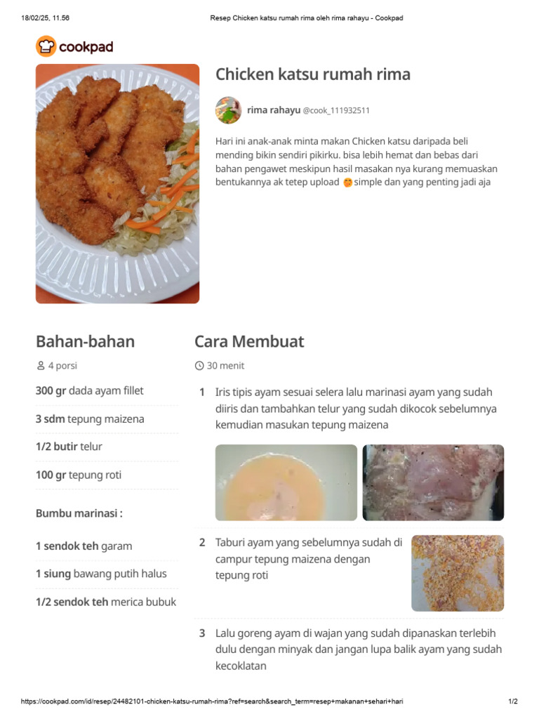 Resep Chicken Katsu Rumah Rima Oleh Rima Rahayu - Cookpad | PDF