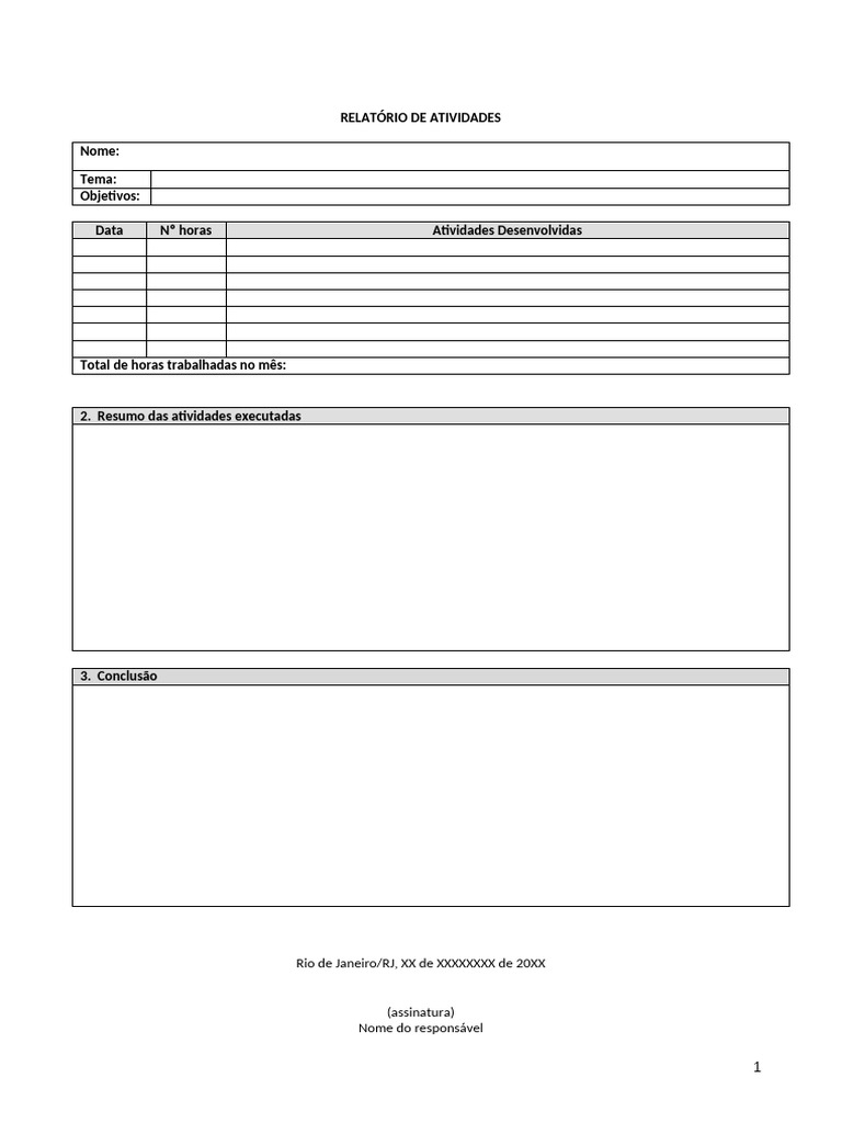 Relatorio Simples Atividades | PDF