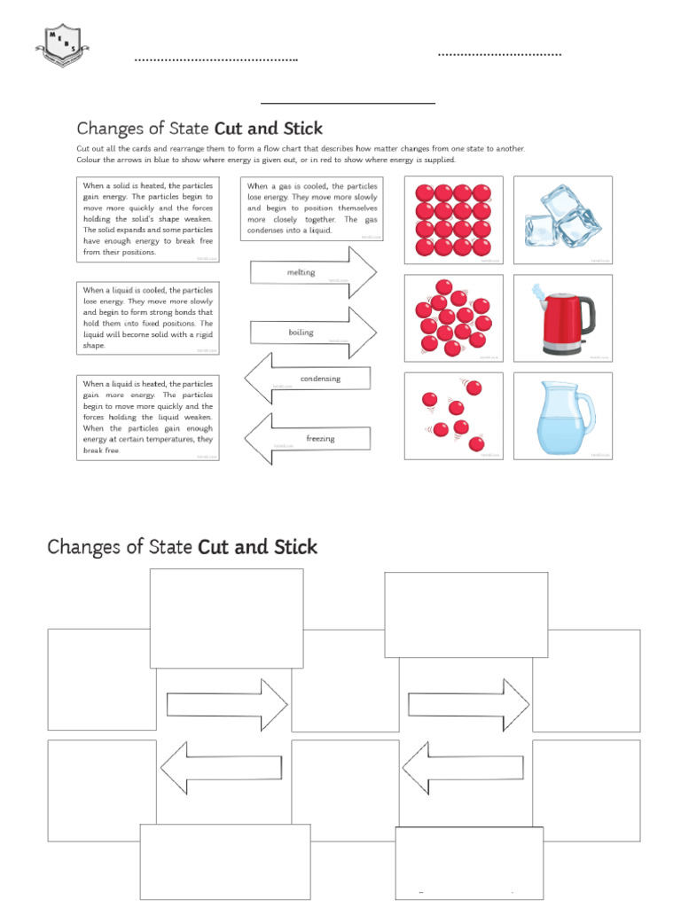 States of Matter Topic 3 Activity Sheet | PDF