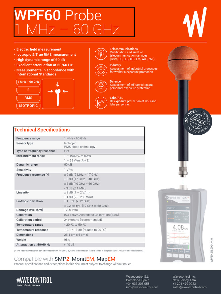 WaveControl_Area Monitoring_WPF60_Datasheet_EN | PDF | Decibel | Hertz