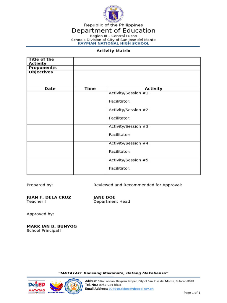Activity-Matrix-Template | PDF