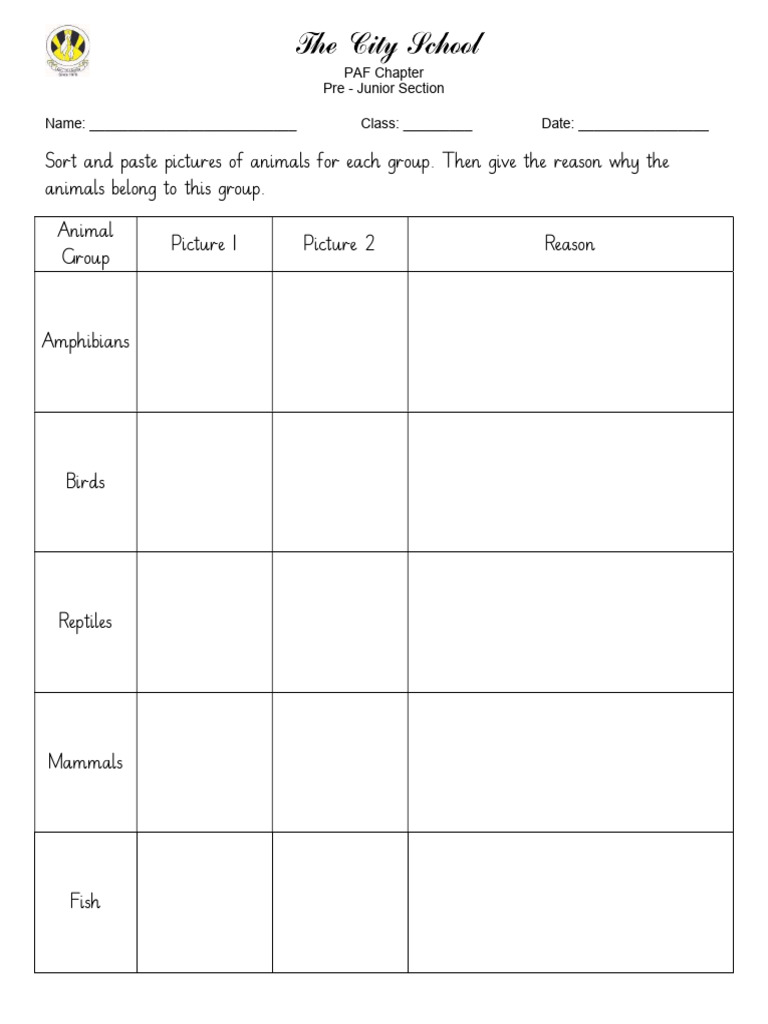 Animal Classification Worksheet | PDF