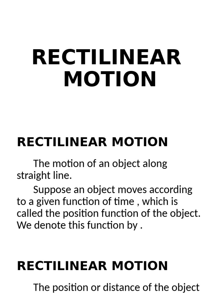 Understanding Rectilinear Motion Concepts | PDF