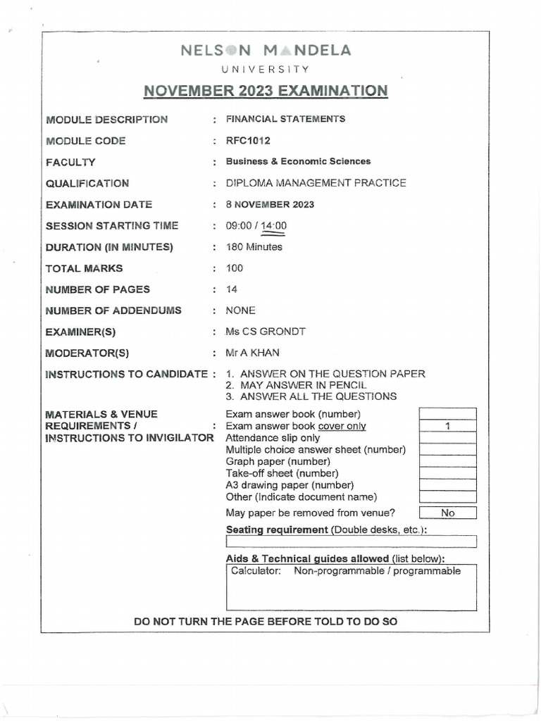 November Exam 2023 | PDF