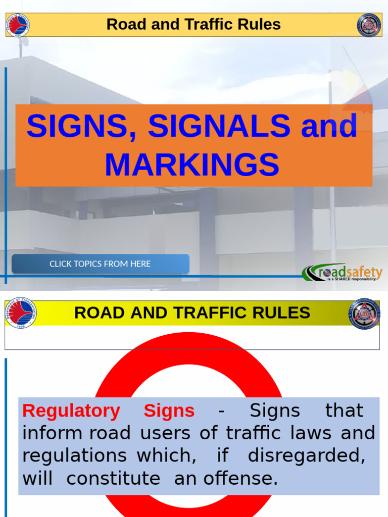 RO102 CDE Road and Traffic Rules Signs-Signals-Markings | PDF | Traffic ...